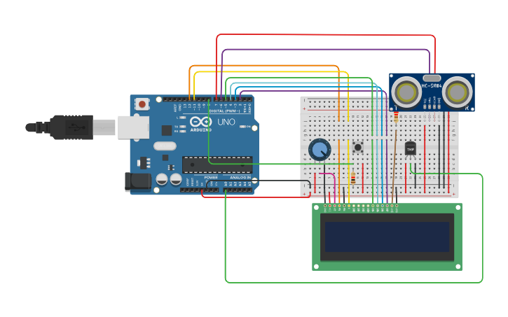 Circuit design LCD CON 2 SENSORES - Tinkercad