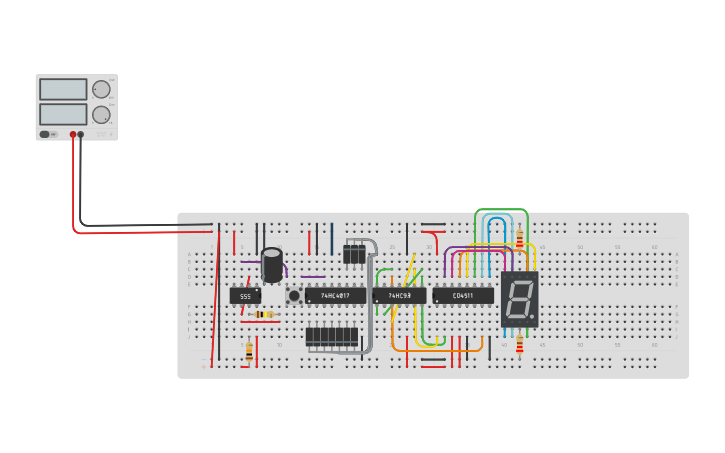 Circuit design Digital Dice - Tinkercad