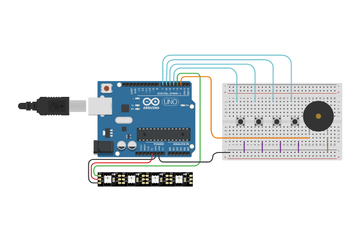 Circuit design Projet Simon : Algorithme général | Tinkercad