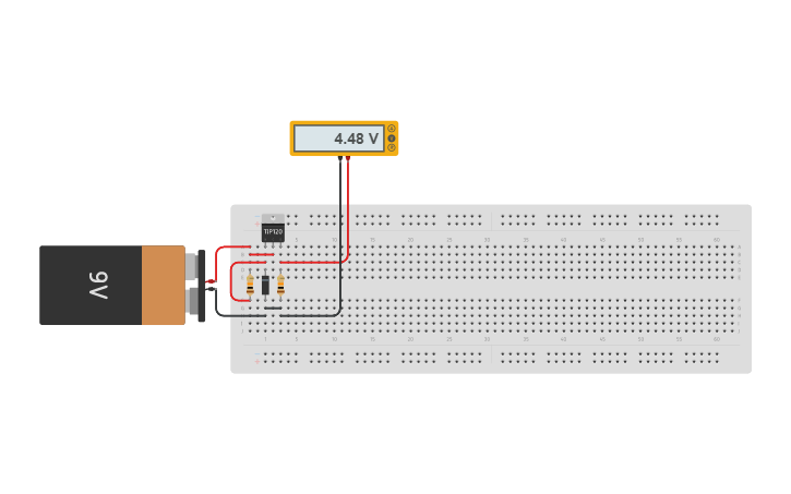 Circuit design regulador con transistor - Tinkercad