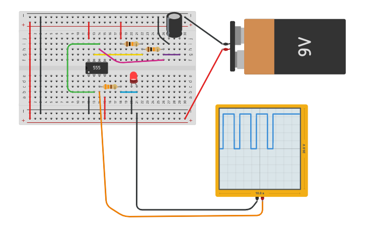 Circuit design Práctica Osciloscopio y generador - Tinkercad