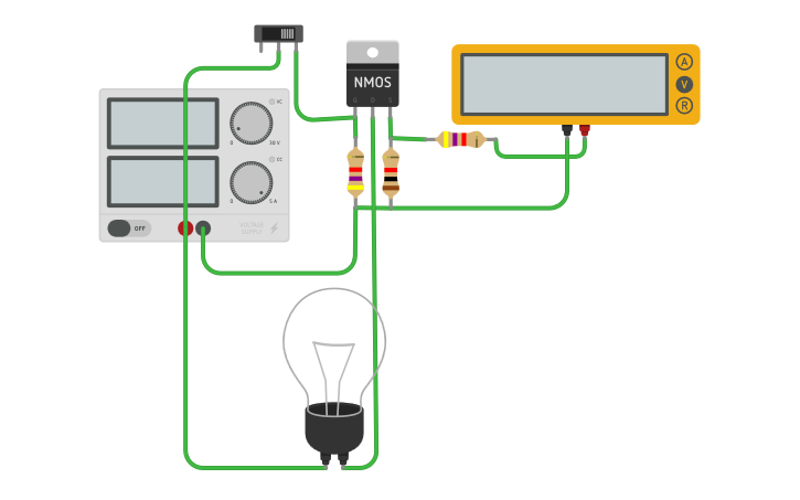 Circuit design Mosfet simulation - Tinkercad