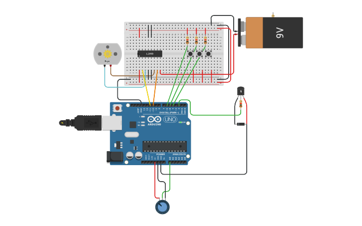 Circuit design Motor DC - Tinkercad