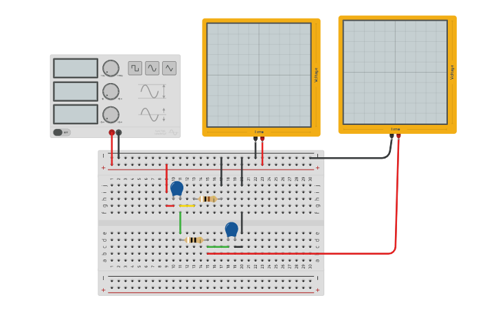 Circuit design passa banda | Tinkercad