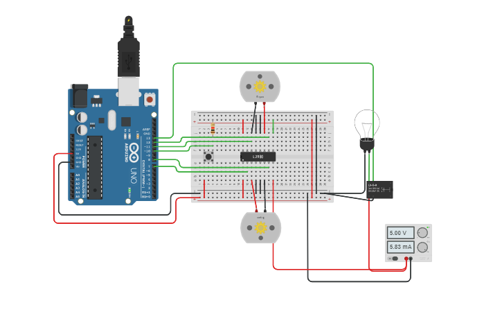 Circuit design Llenado de botella - Tinkercad