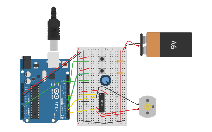 Circuit design Motor Controller - Tinkercad
