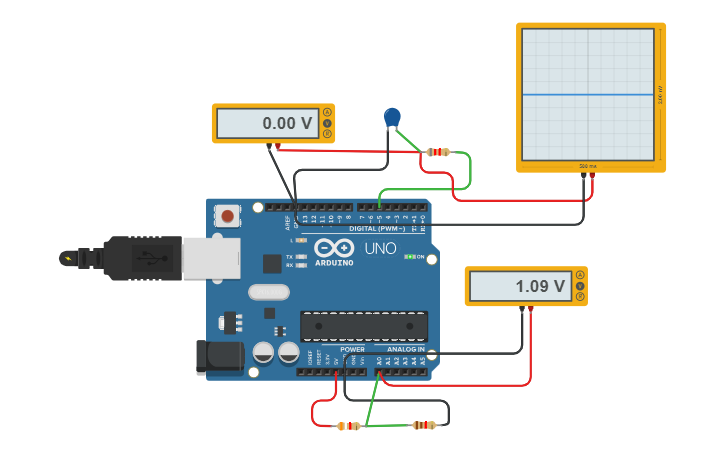 Circuit design pwmOut adcIn | Tinkercad Circuit design pwmOut adcIn | Tinkercad
