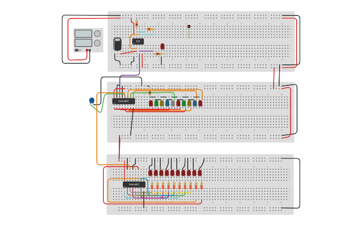 Circuit design reloj con leds - Tinkercad
