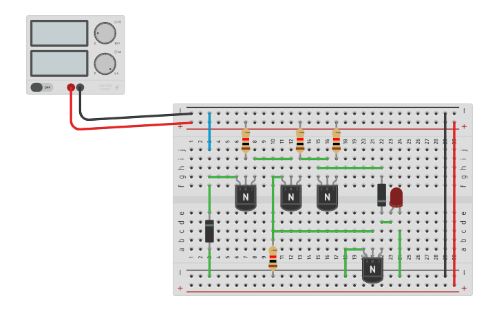 Circuit design TTL NOT GATE - Tinkercad