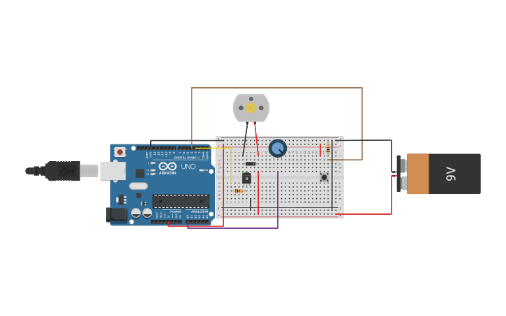 Circuit design Motore DC con transistor - Tinkercad