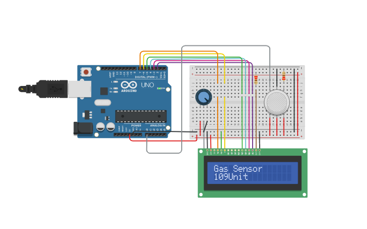 Circuit Design Gas Sensor Tinkercad 