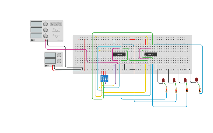 Circuit design Right Shift Register - Tinkercad