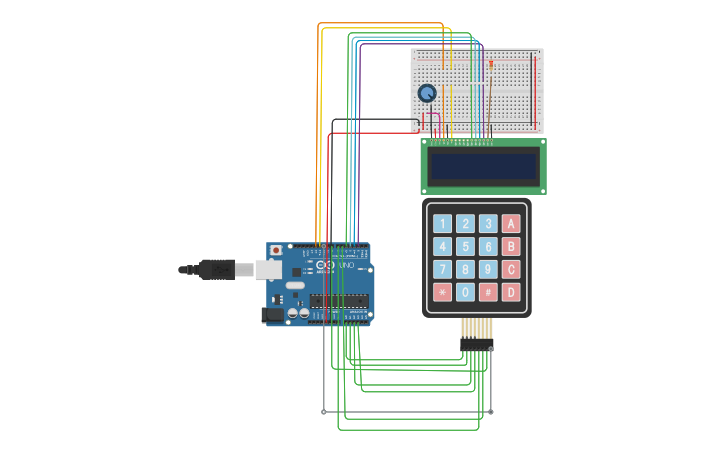 Circuit design LCD && KEYPAD | Tinkercad