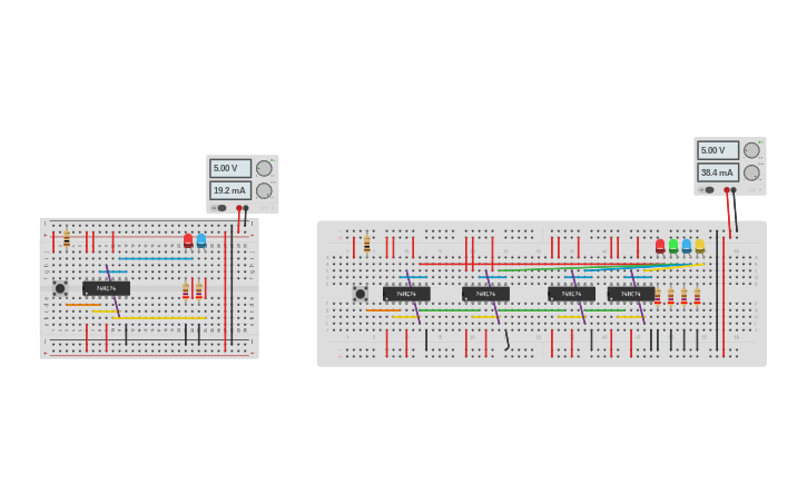 Circuit design 2 Bit and 4 Bit - Tinkercad