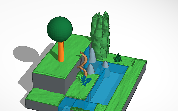 3D design waterfall - Tinkercad