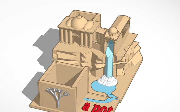 3D design #Architect Waterfall City gate Dinotopia small-pot | Tinkercad