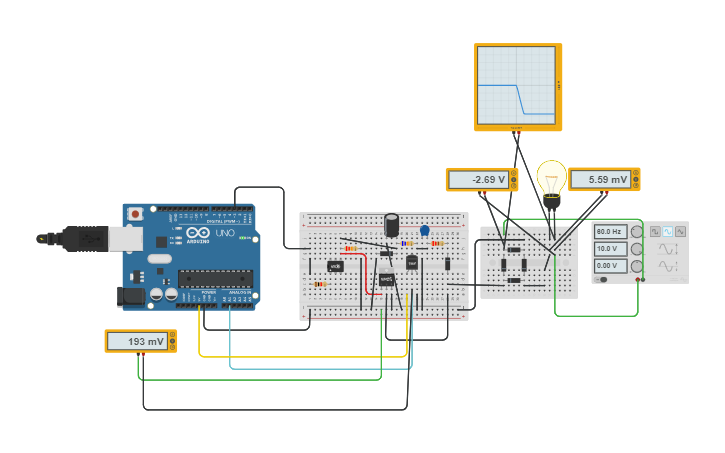 Circuit design acoplamento led - Tinkercad
