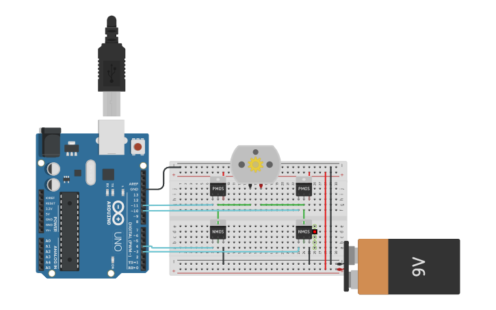 Circuit design H-Bridge - Tinkercad