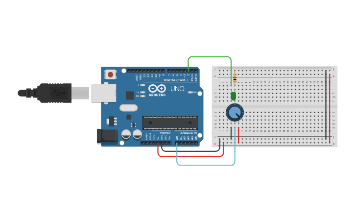 Circuit design Trim Pot Example - Tinkercad