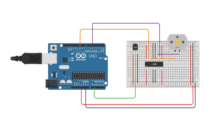 Circuit design Automatic watering system - Tinkercad