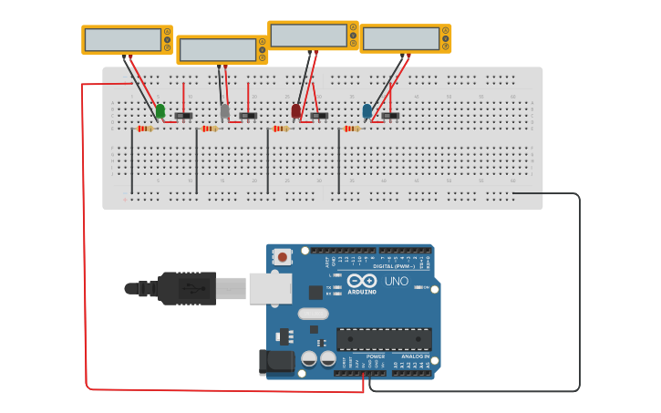 Circuit design Prácticas de Electrónica con Arduino - Tinkercad