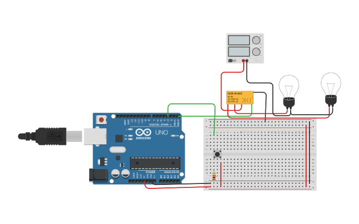 Circuit design Arduino Relay Control Lamp - Tinkercad