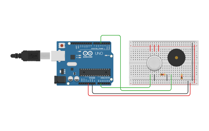 Circuit design GasSensor - Tinkercad