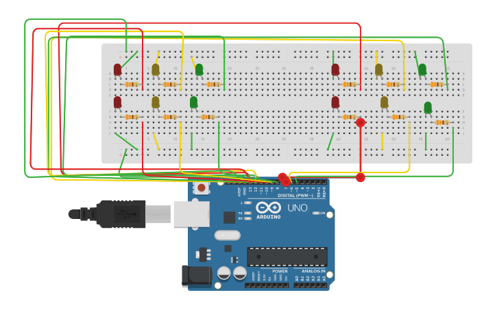 Circuit Design SemÁforo Arduino Tinkercad