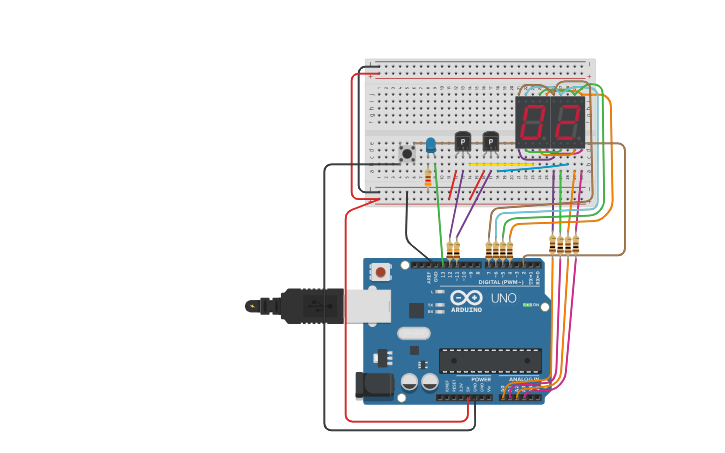 Circuit design Copy of Contador de 0 a 99 con Arduino - Tinkercad Circuit design Copy of Contador de 0 a 99 con Arduino - Tinkercad