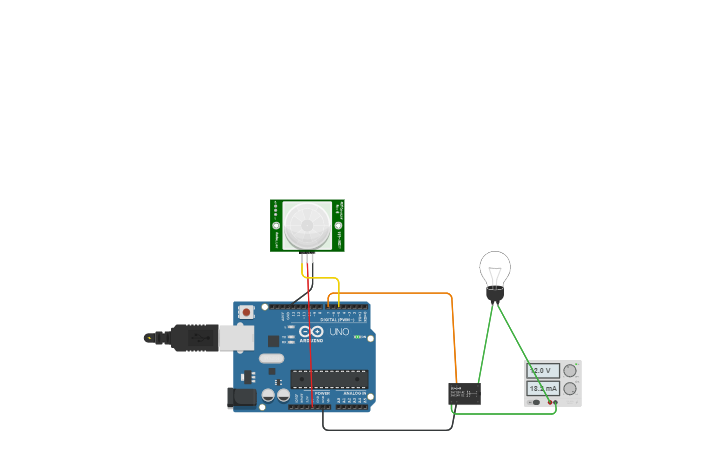 Circuit design RELÉ con bombilla 12v accionado por sensor de presencia ...