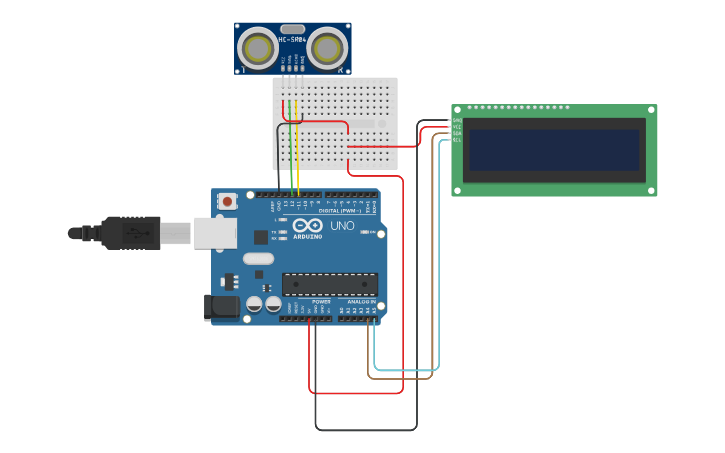Circuit design Distance finder - Tinkercad