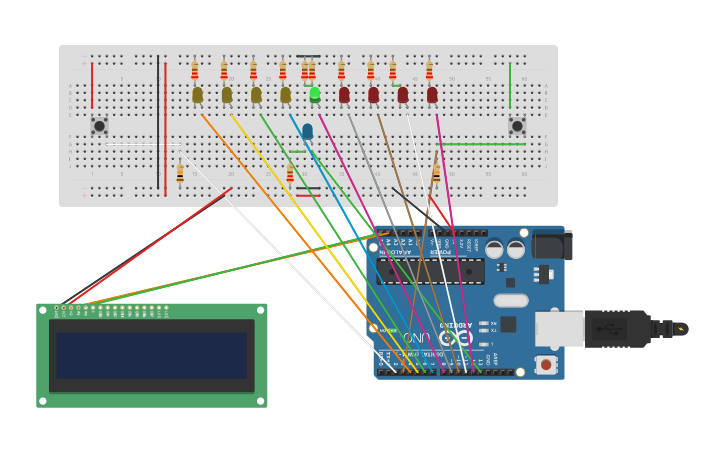 Circuit design Two player reflex game with Arduino - Tinkercad