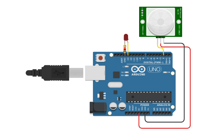 Circuit design PIR Motion Sensor - Tinkercad