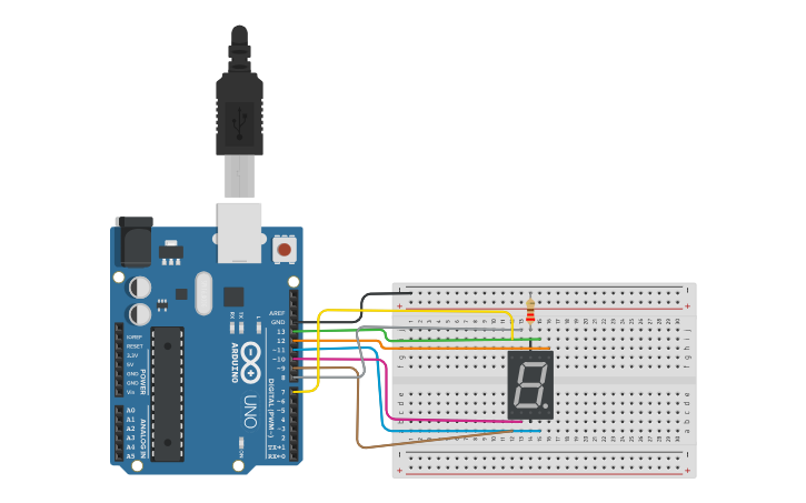 Circuit design Display 7 Seg - Tinkercad