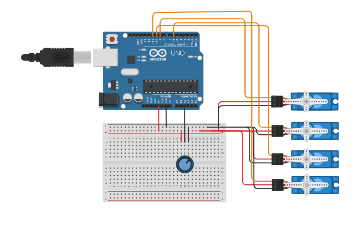 Circuit Design Lab 12 4 Control Servo With Potentiometer Tinkercad