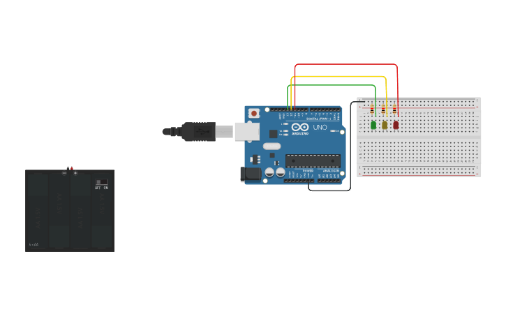 Circuit design Projeto Arduino sinal de trânsito | Tinkercad