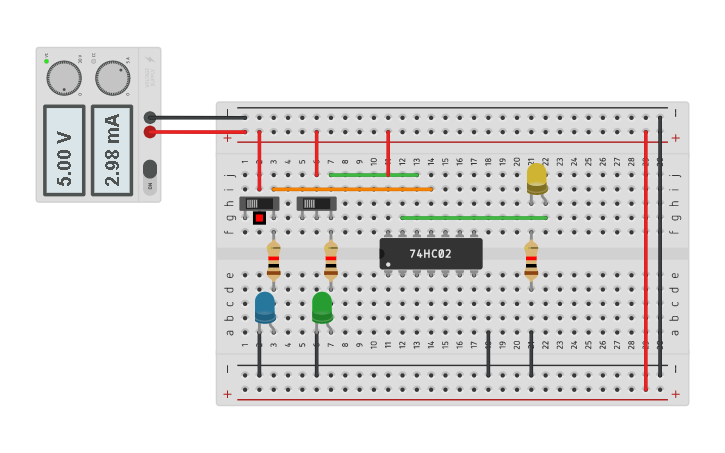 Circuit design Porta Lógica NOR ATIVIDADE 02 TURMA 1Y | Tinkercad