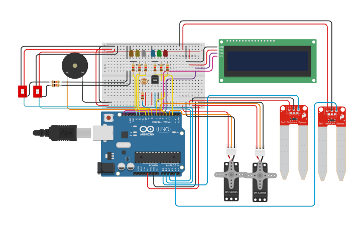 Circuit design Automatic Irrigation - Tinkercad