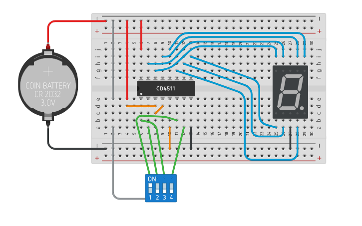 Circuit design seven segment decoder - Tinkercad