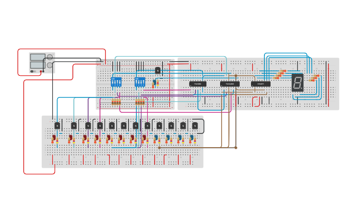 Circuit design TP4 Soustracteur de 2 quartets (complément à 1) - Tinkercad