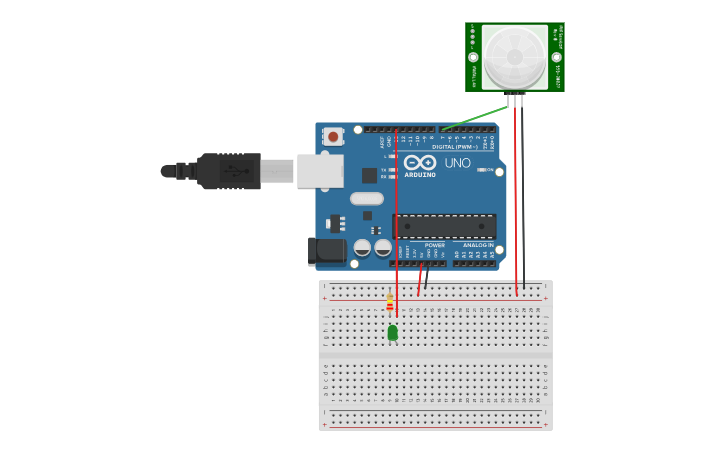Circuit Design Sensor Pir Y Led Tinkercad