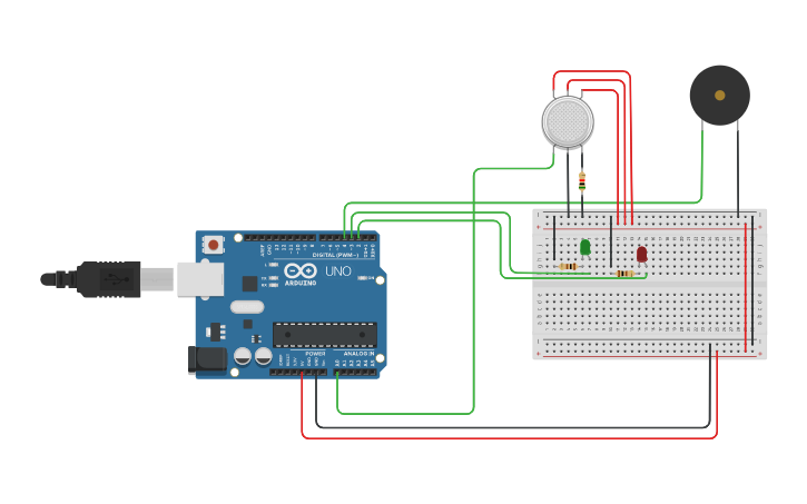 Circuit design Gas Sensor with Arduino - Tinkercad