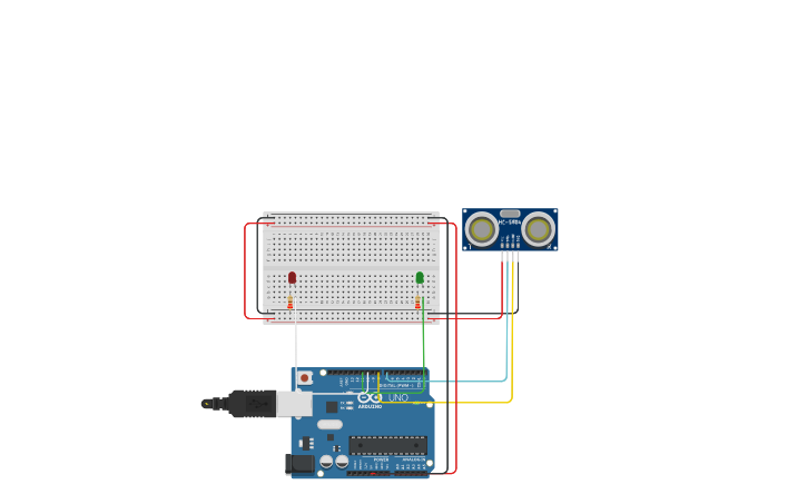 Circuit design sensor de distancia con arduino - Tinkercad