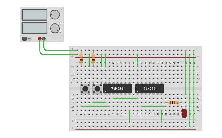 Circuit design Porta Lógica XNOR | Tinkercad