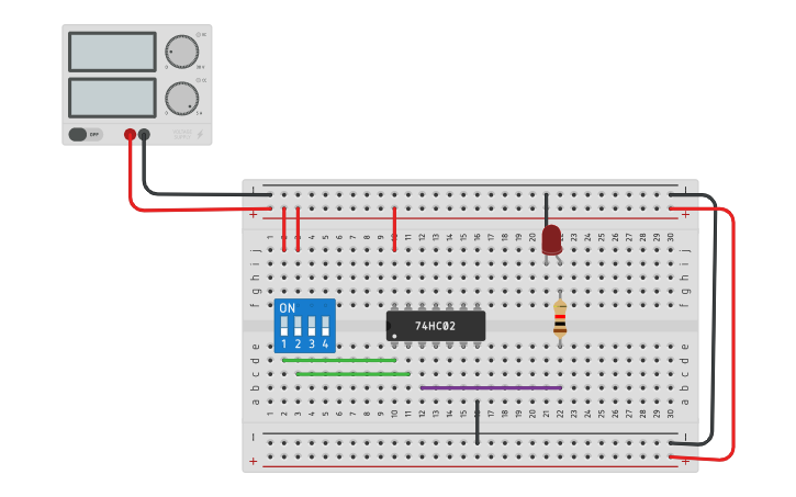 Circuit design NOR Gate - Tinkercad