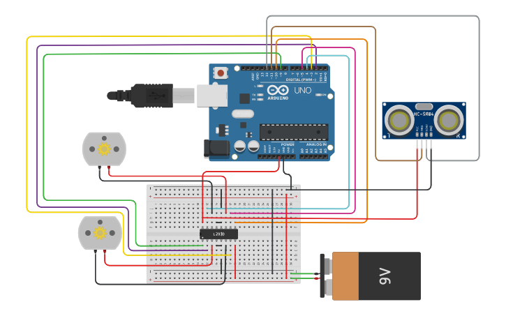 Circuit design ARDUINO UNO wth L293D | Tinkercad