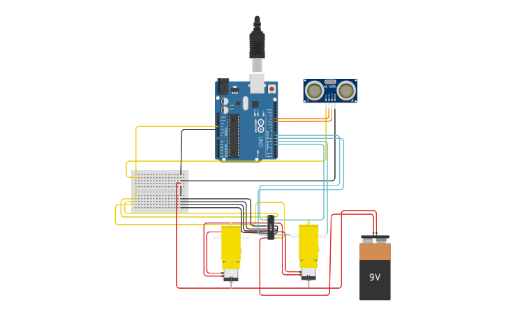 Circuit Design Obstacle Detector Tinkercad