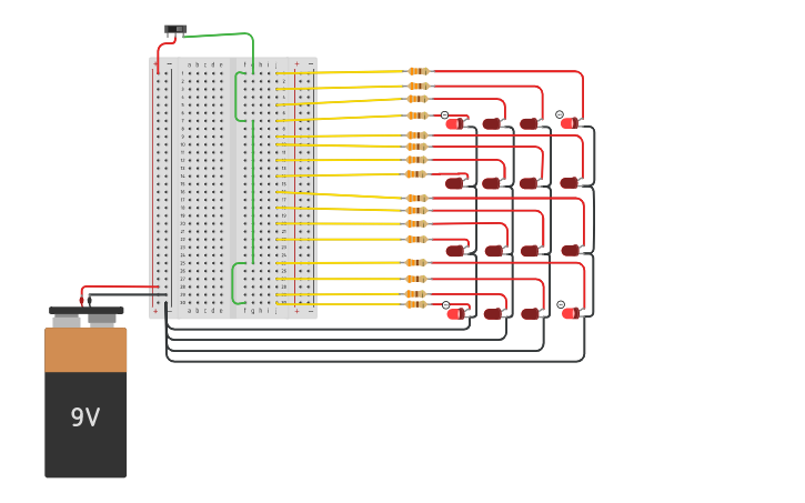 Circuit design 4x4 LED Array Pattern - Tinkercad