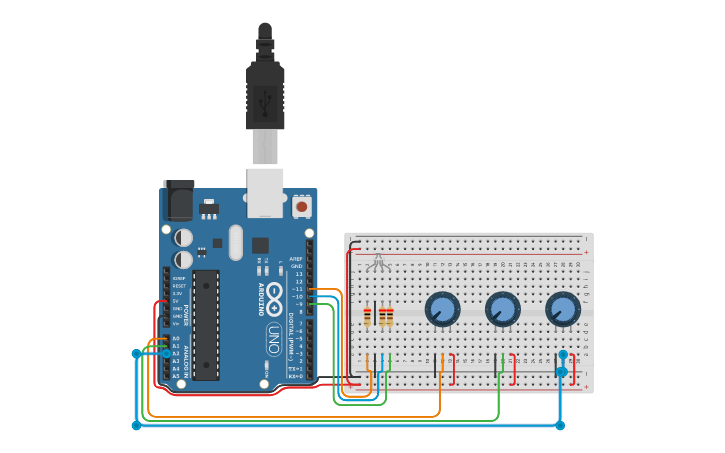 Circuit Design Led Rgb Con Tre Potenziometri Compiti 30 11 2020 Tinkercad