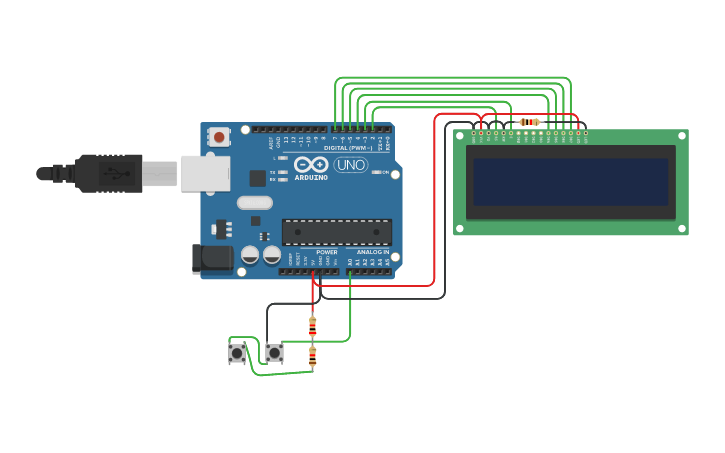 Circuit design Ejercicio LCD Completo | Tinkercad Circuit design Ejercicio LCD Completo | Tinkercad